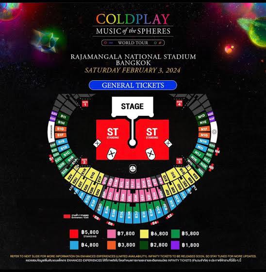 Coldplay MOTS in Bangkok, Tickets & Vouchers, Event Tickets on Carousell