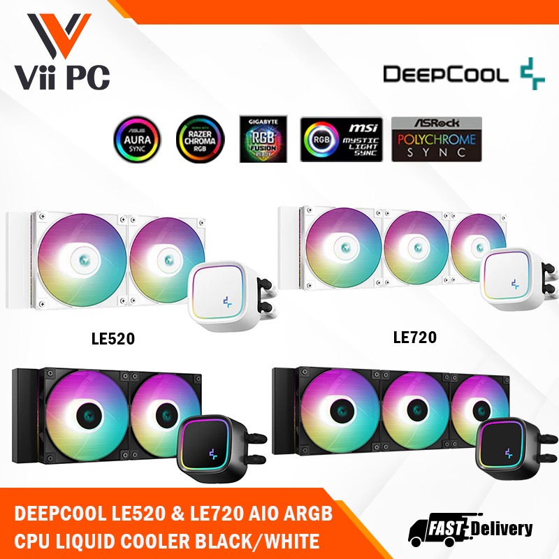 DeepCool LE520 LE720 240MM 360MM All-in-One Liquid Cooler BLACK/WHITE ...
