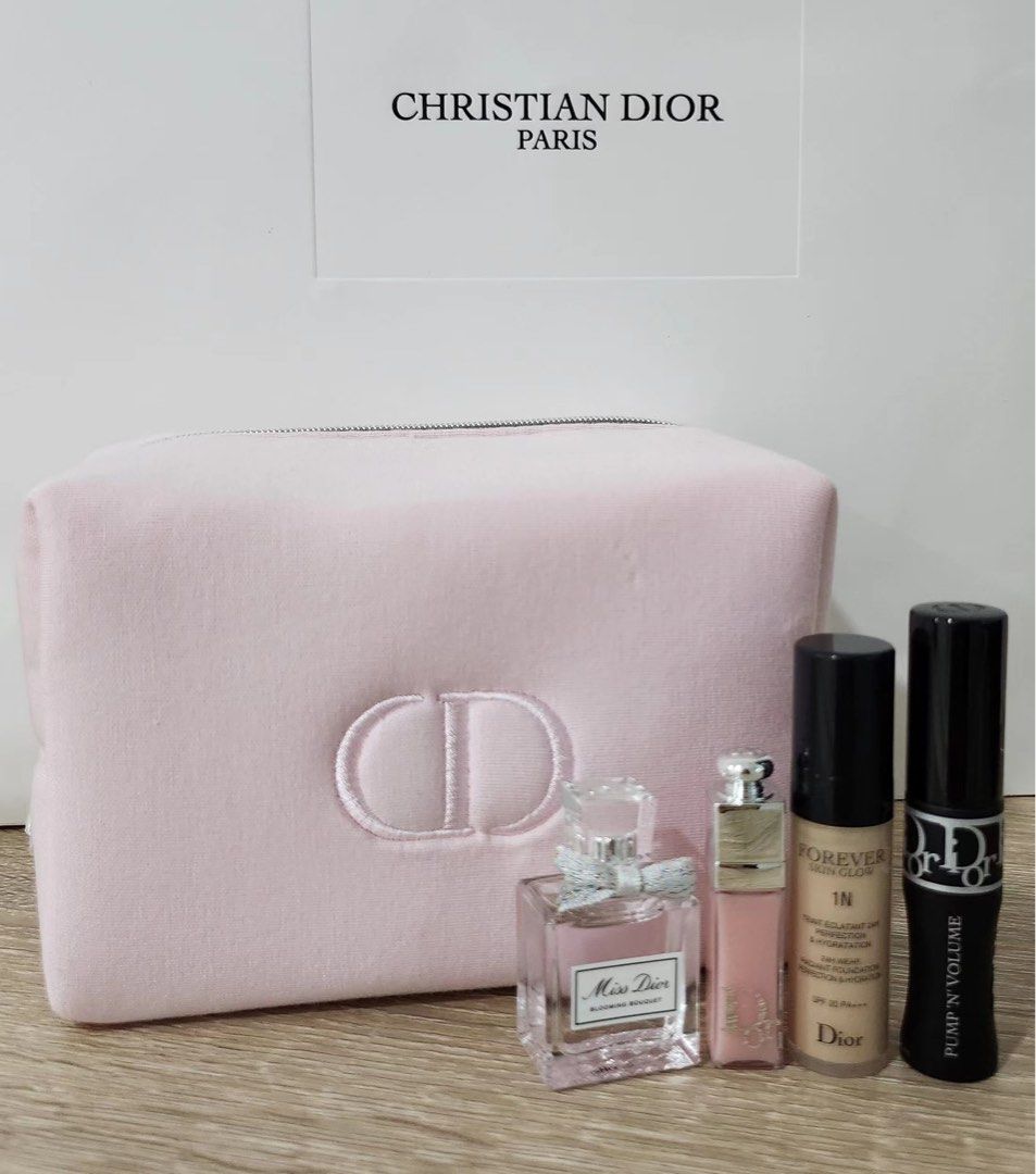 DIOR MINIATURE SET with Pink Pouch, Beauty & Personal Care, Fragrance ...