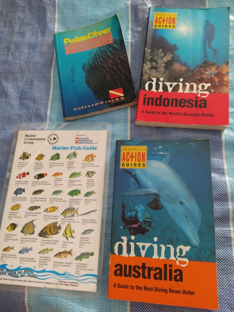 Diving shorty wet suit and diving guide books, Sports Equipment, Sports ...