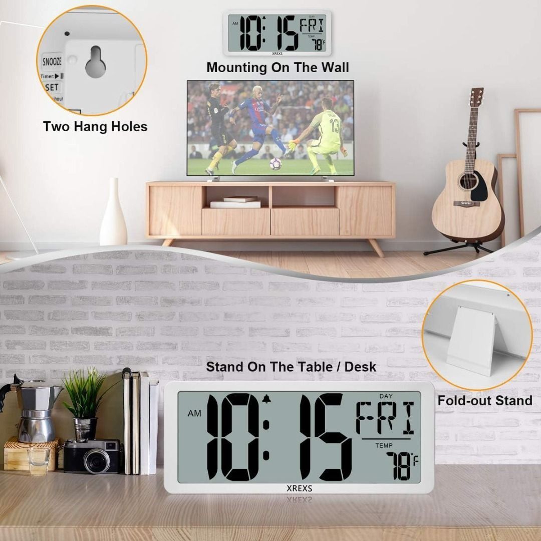 FREE DELIVERY XREXS Large Digital Wall Clock, Electronic Alarm Clocks ...