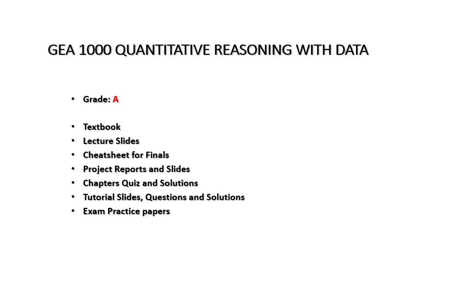 GEA1000 QUANTITATIVE REASONING WITH DATA AY2023/2024 Package (Grade: A), Hobbies & Toys, Books ...