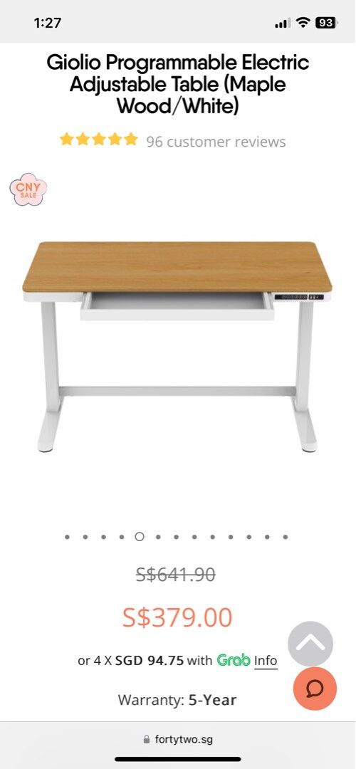 Giolio Programmable Electric Adjustable Table, Furniture & Home Living ...