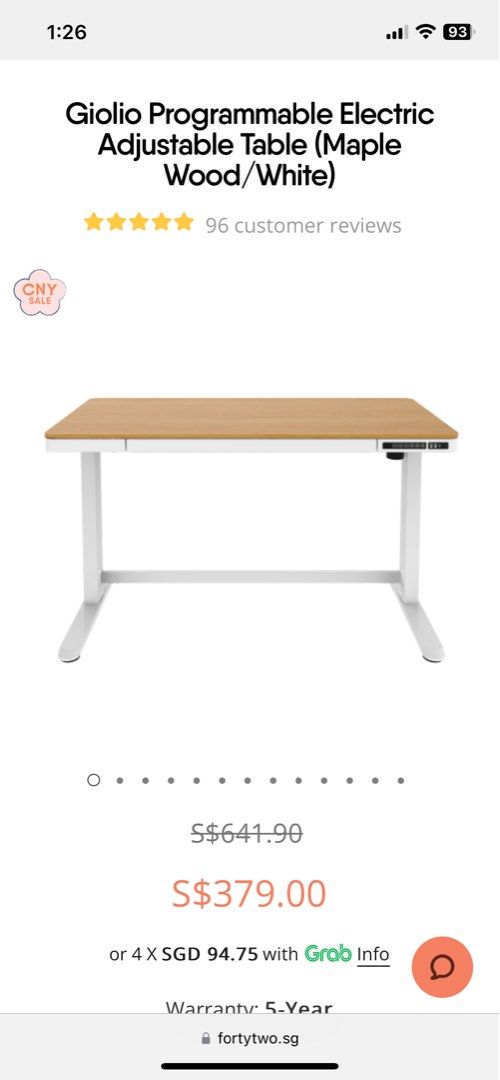 Giolio Programmable Electric Adjustable Table, Furniture & Home Living ...