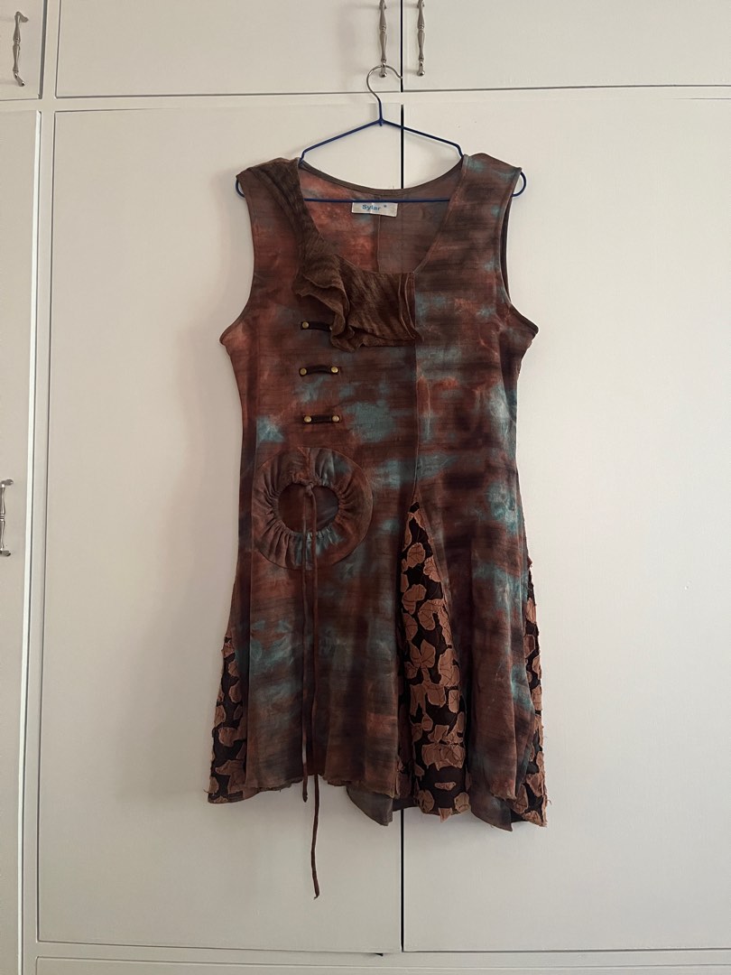 Goth Punk Emo Dark Fairycore Brown Dainty Elf Dress, Women's Fashion ...