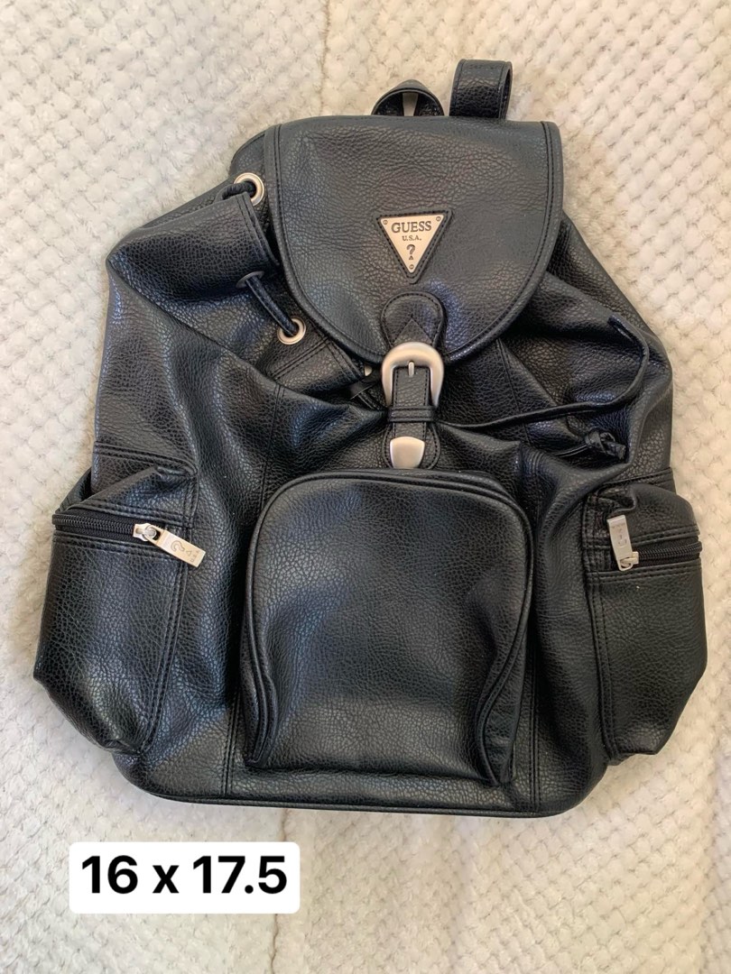 Guess Black Leather Backpack, Women's Fashion, Bags & Wallets ...
