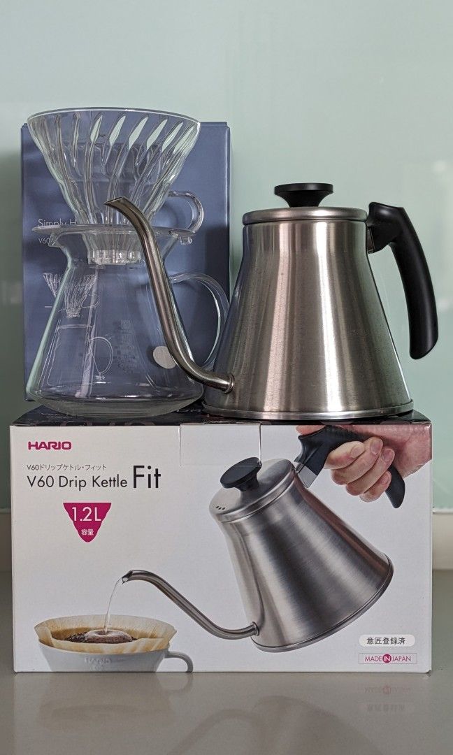 Hario V60 Glass Brewing Kit with Kettle, Furniture & Home Living ...