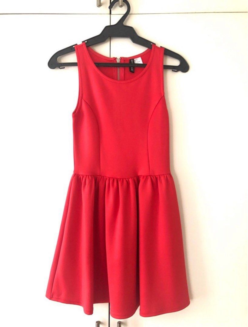 H&M Red Dress, Women's Fashion, Dresses & Sets, Dresses on Carousell