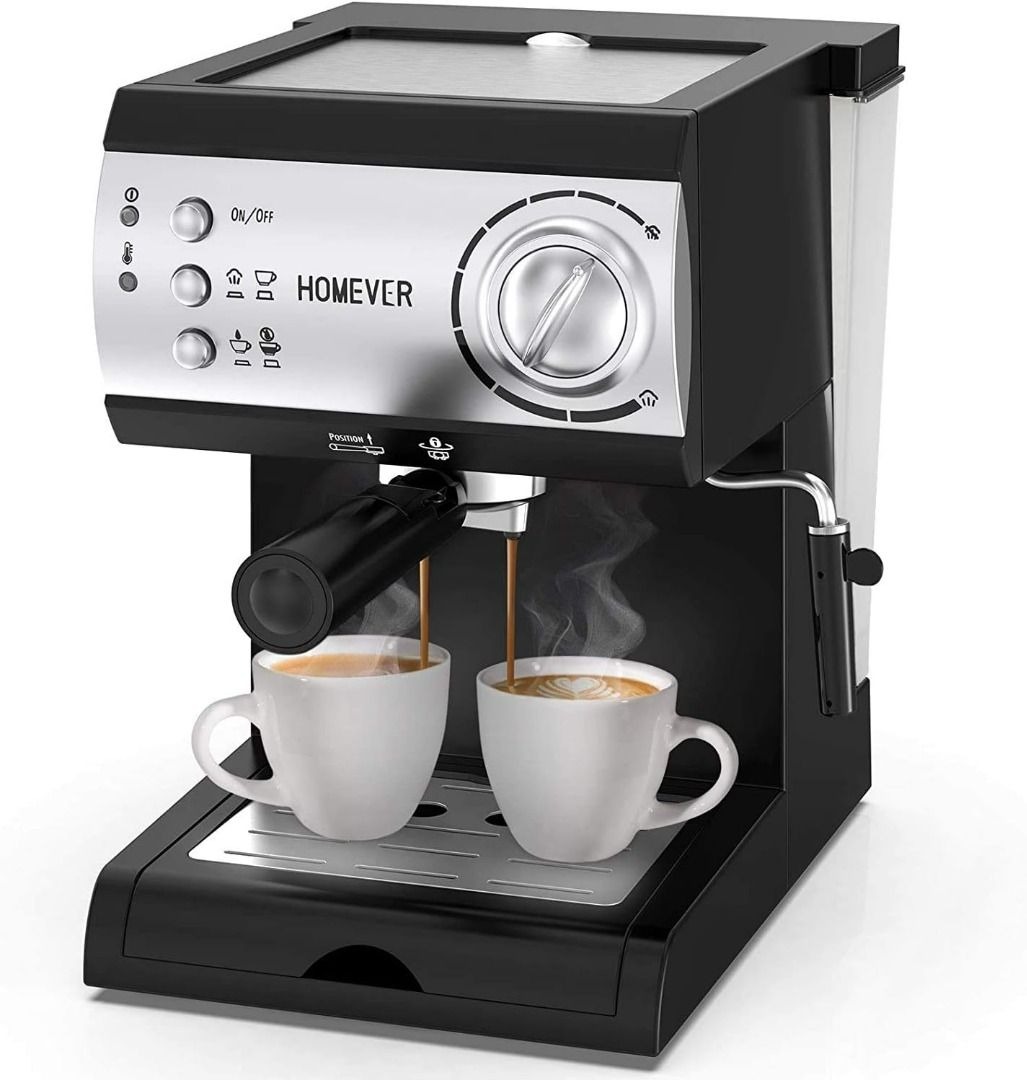 Homever Espresso coffee machine with milk steamer, Traditional 15 Bar ...