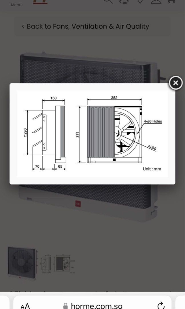 KDK wall mount kitchen ventilating fan 25AUFA, Furniture & Home Living ...