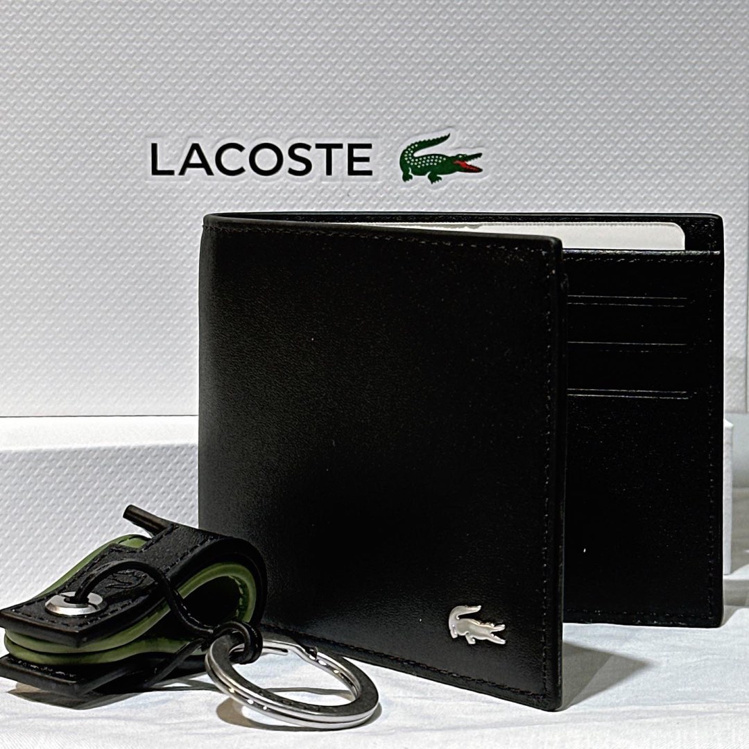 Lacoste Black Wallet with Key Ring Gift Set, Men's Fashion, Watches ...