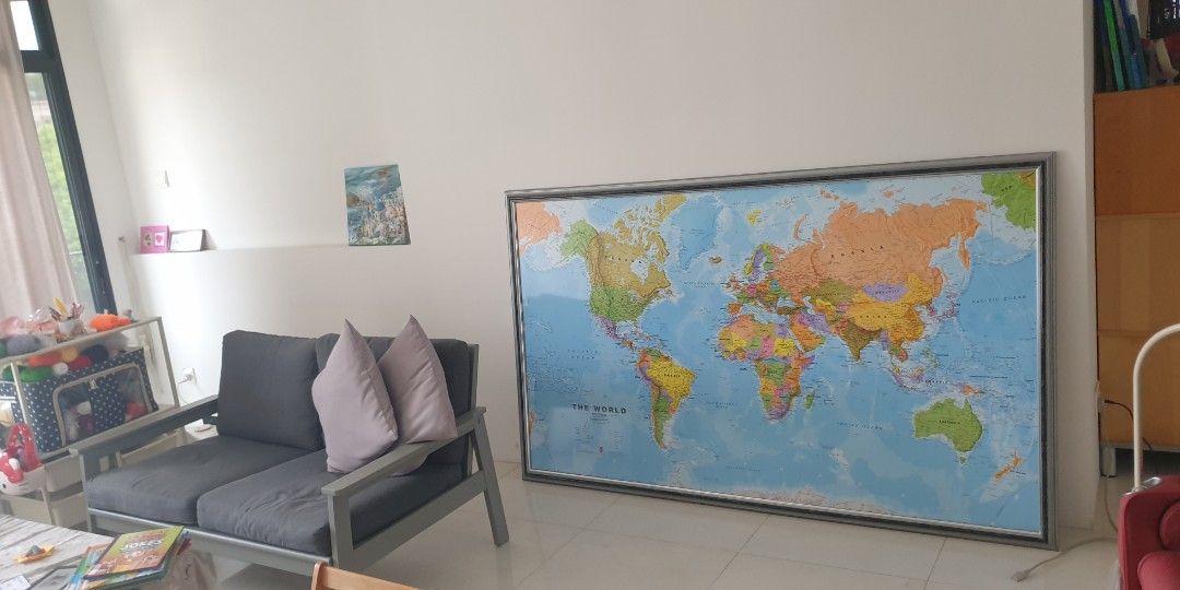 Large world map, Furniture & Home Living, Home Decor, Wall Decor on ...