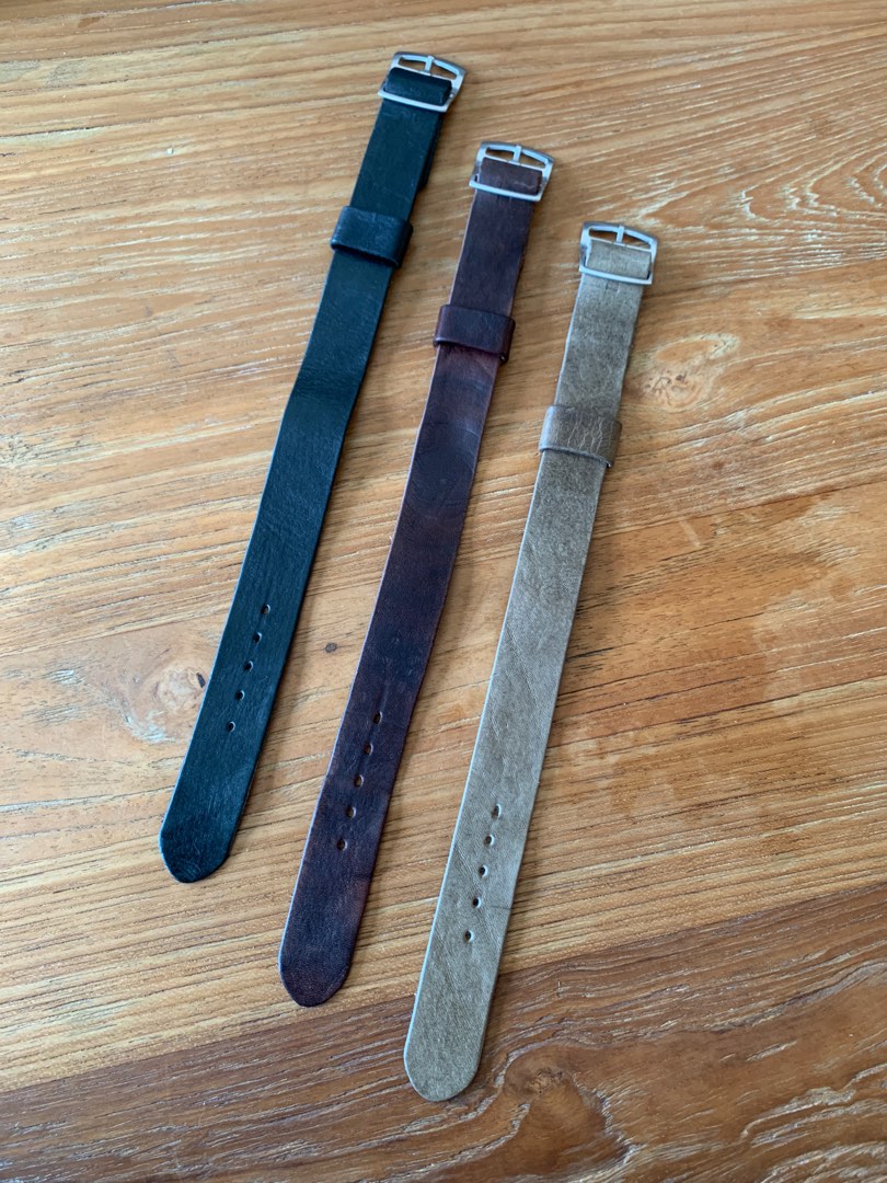 Leather single-pass watch straps (20mm), Men's Fashion, Watches ...