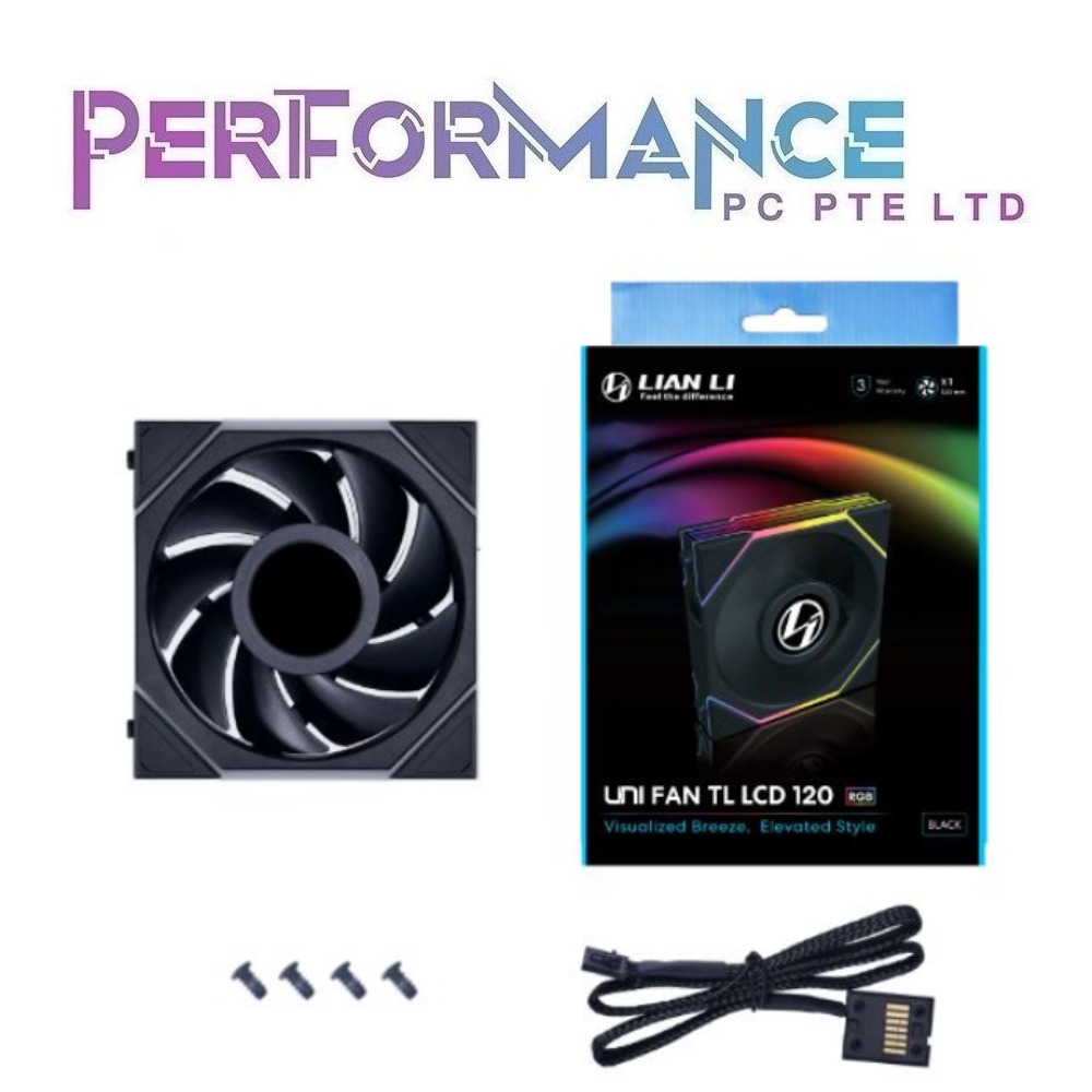 LIAN LI UNI FAN TL 120 LCD TL120LCD TL120 LCD - 1pc BLACK / WHITE ...