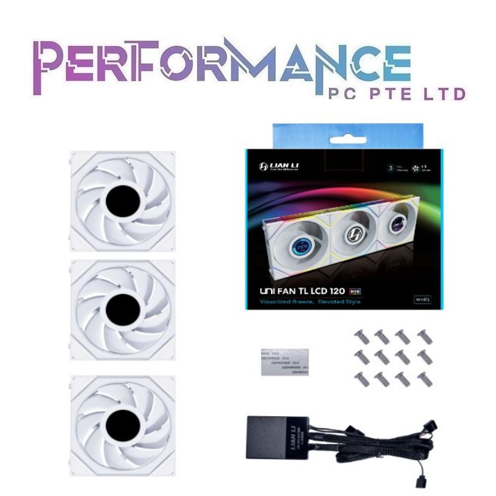 LIAN LI UNI FAN TL 120 LCD TL120 LCD TL120LCD RGB - 3pc BLACK / WHITE ...