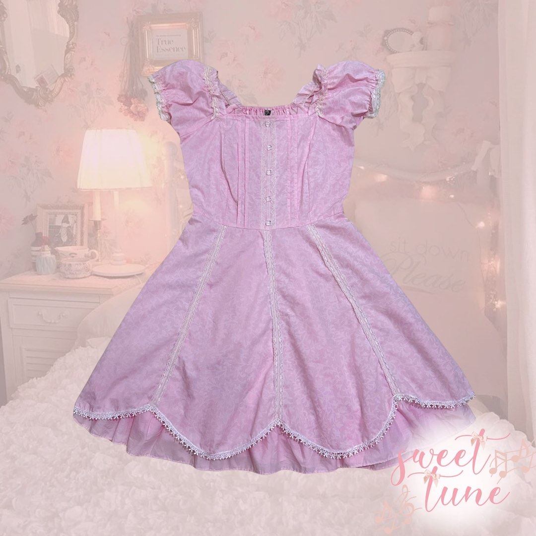 light pink princess puff sleeves two-way/off-shoulder dress (coquette ...