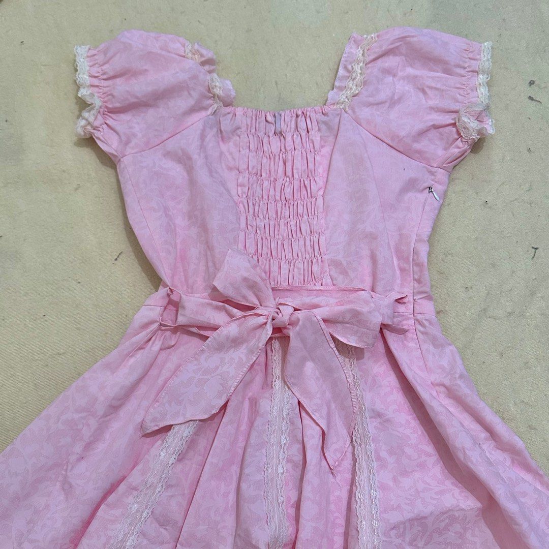 light pink princess puff sleeves two-way/off-shoulder dress (coquette ...