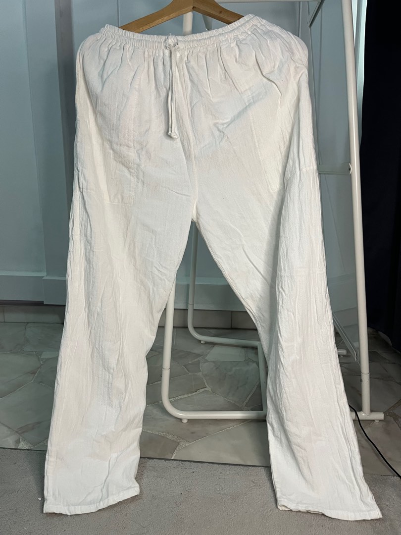 Linen pants in light cream, Men's Fashion, Bottoms, Trousers on Carousell
