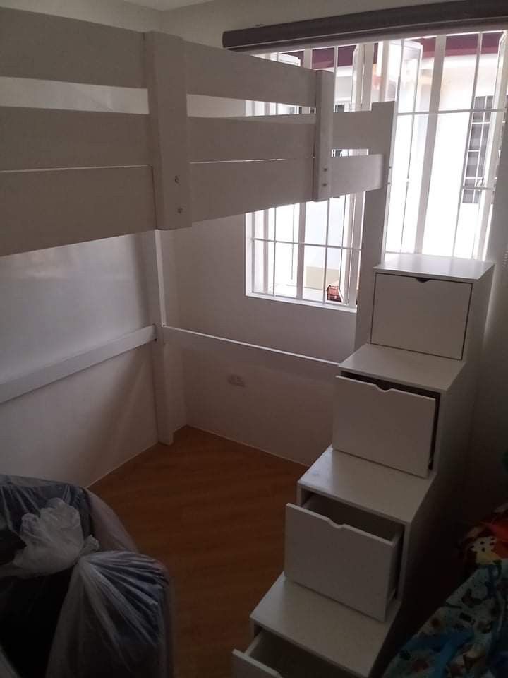 Loft bed with step drawers, Furniture & Home Living, Furniture, Bed ...