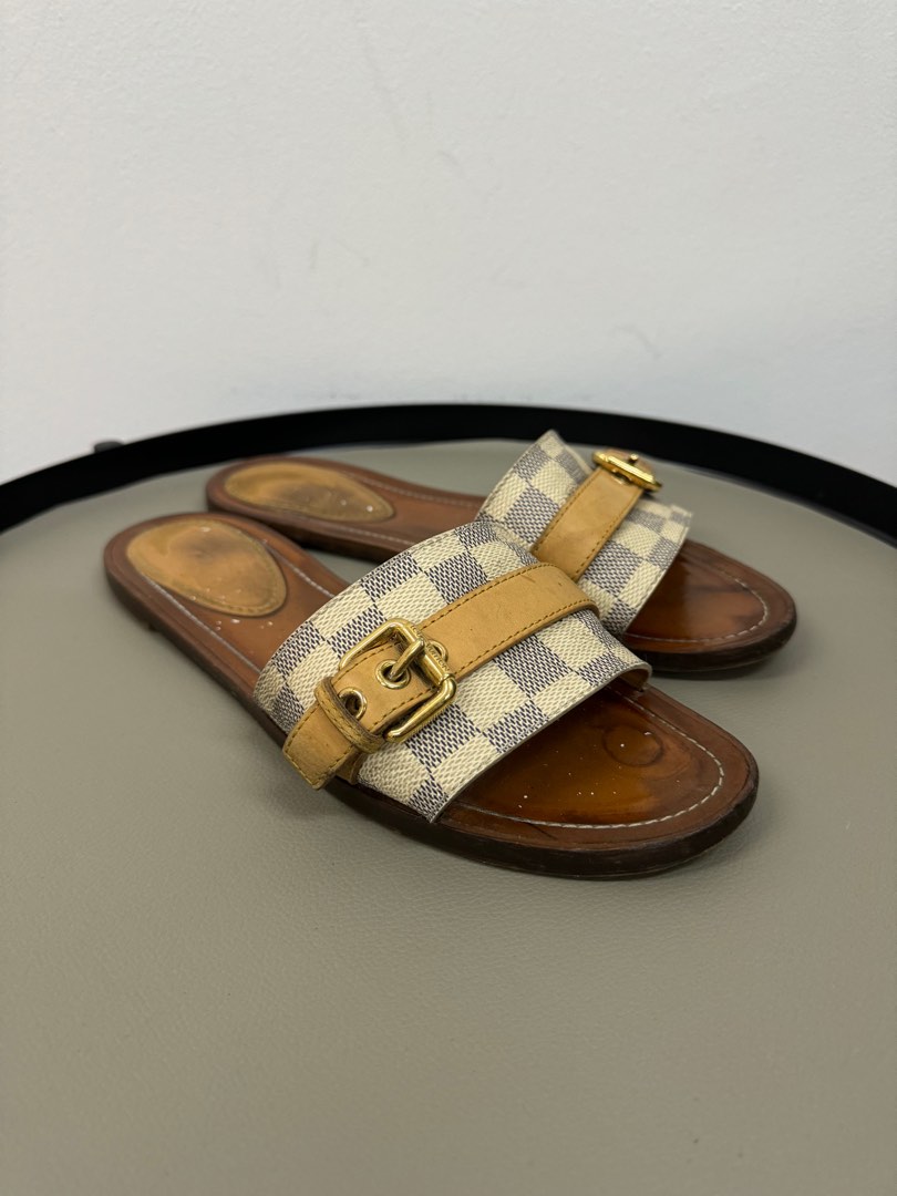 LOUIS VUITTON LV LOCK IT DAMIER AZUR SLIDES, Luxury, Sneakers ...