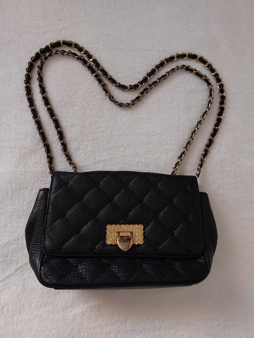 Lovcat black quilted bag with chain sling, Women's Fashion, Bags ...