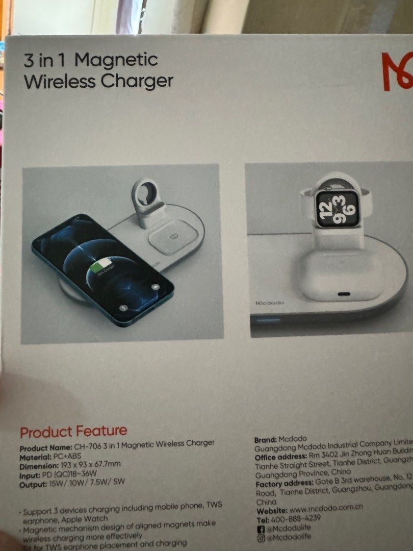 McDoDo 3 in 1 Magnetic Wireless Charger (Black), Mobile Phones & Gadgets, Other Gadgets on Carousell