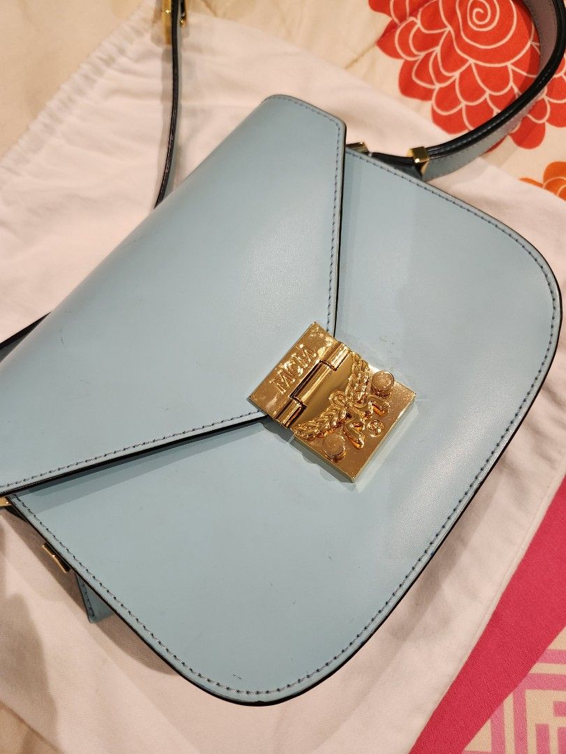 MCM Light Blue Patricia Crossbody Bag, Luxury, Bags & Wallets on Carousell