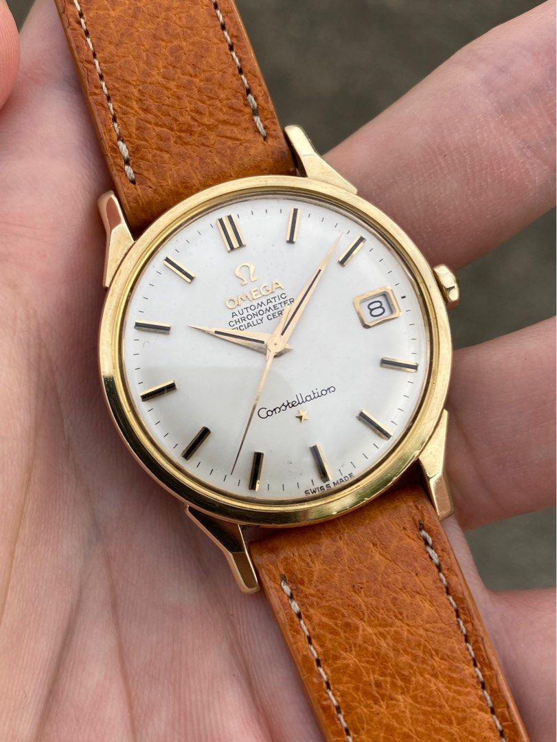 Minty Omega Constellation Flat Dial Two Tone Gold Cap - Ref. 168.005 Dog-Legged Lugs - Cal. 561 ...