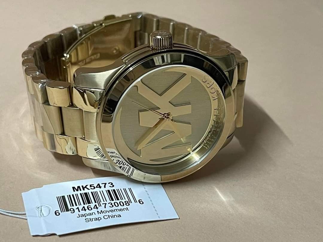 MK Logo Men's Runway Gold-Tone Watch MK5473, Men's Fashion, Watches ...