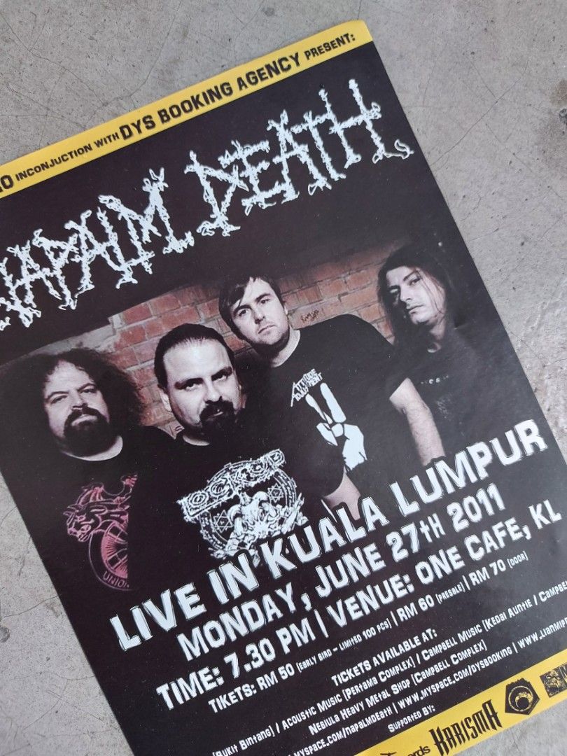 Napalm Death Flyer 'Live in Kuala Lumpur 2011', Hobbies & Toys ...