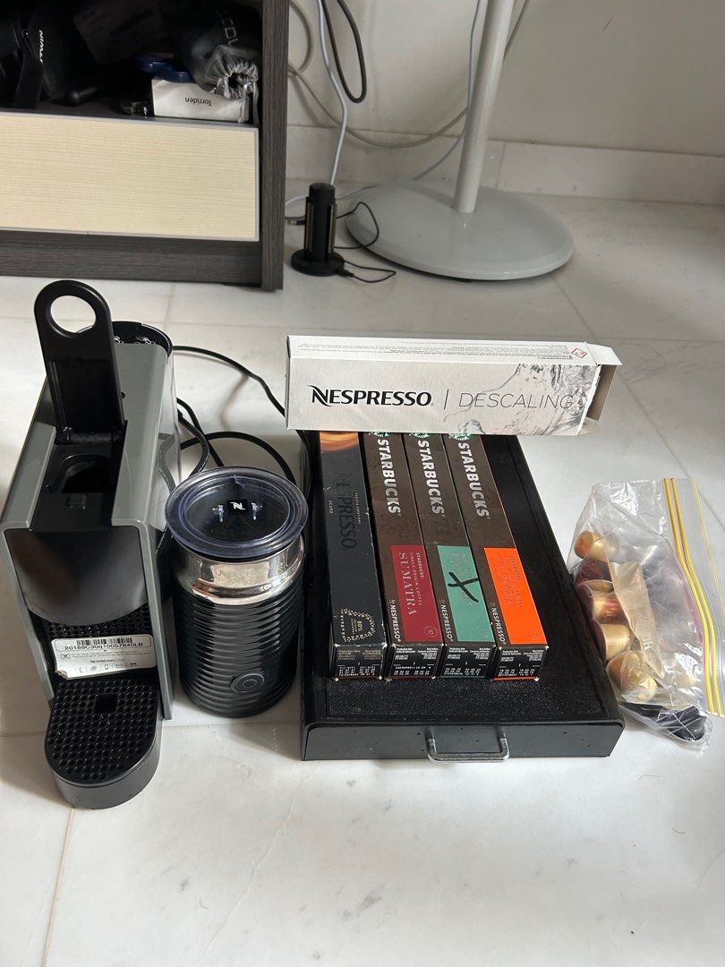 Nespresso Coffee Bundle (Essenza Mini Grey, Aerocinno 2, ~50 pods, Pod ...