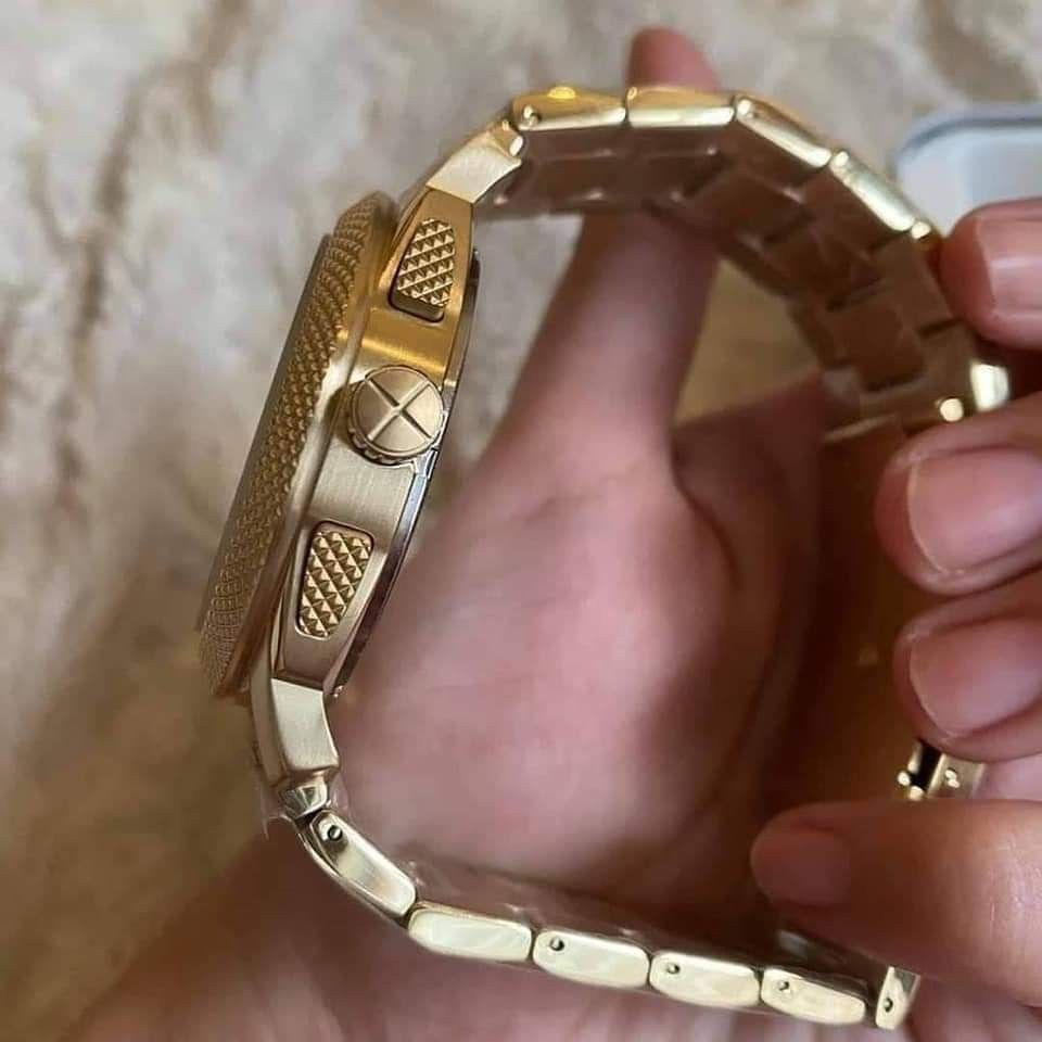 Original Men's Fossil Machine Chronograph Gold-Tone Steel Watch FS5193 ...