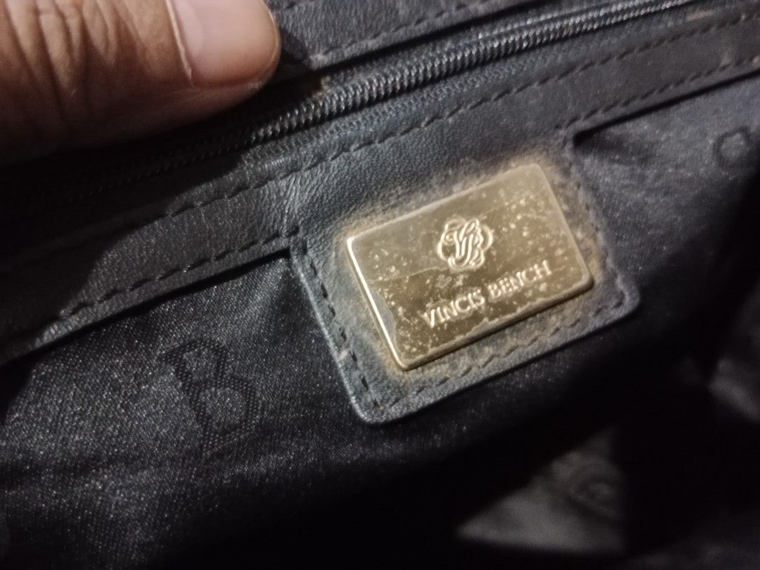 Original VINCIS BENCH Vintage Black Croc Skin Leather HOBO Bag, Luxury ...