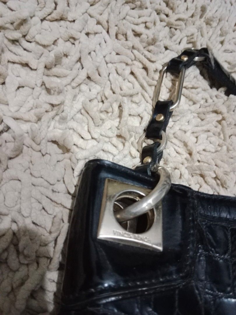 Original VINCIS BENCH Vintage Black Croc Skin Leather HOBO Bag, Luxury ...