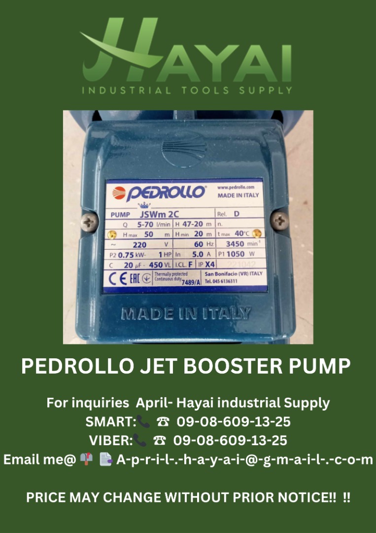 Pedrollo jet booster pump, Commercial & Industrial, Construction Tools ...