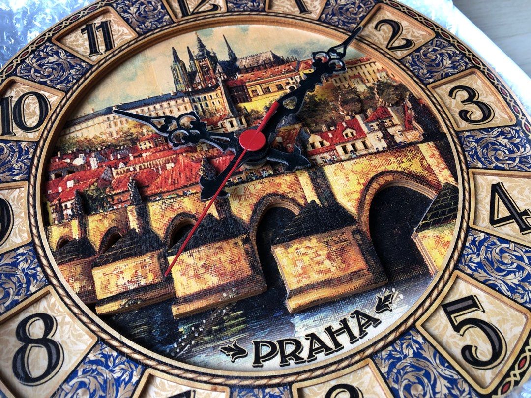 Prague Czech Republic Wooden Handmade Wall Clock, Furniture & Home ...