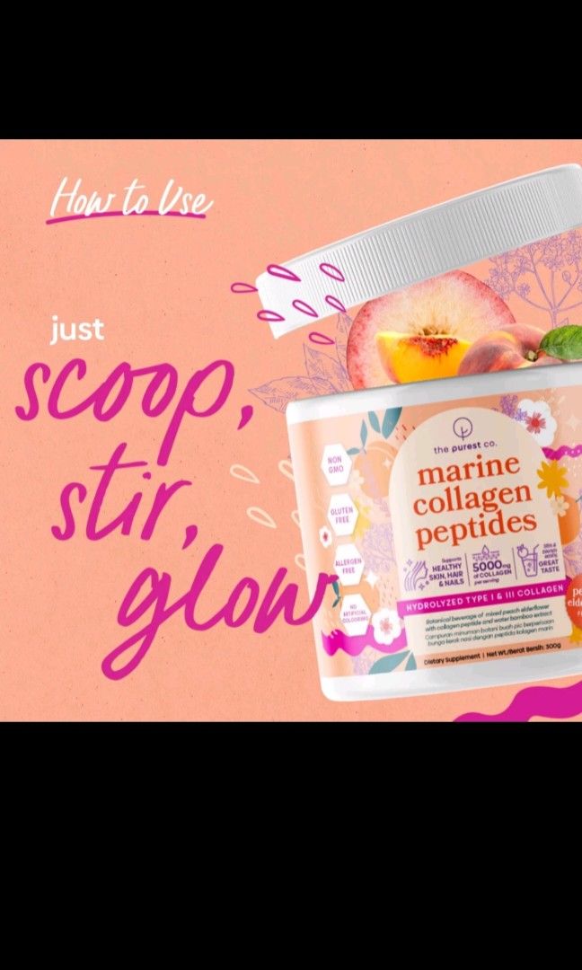 Purest co Marine Collagen peptide powder, Health & Nutrition, Health ...