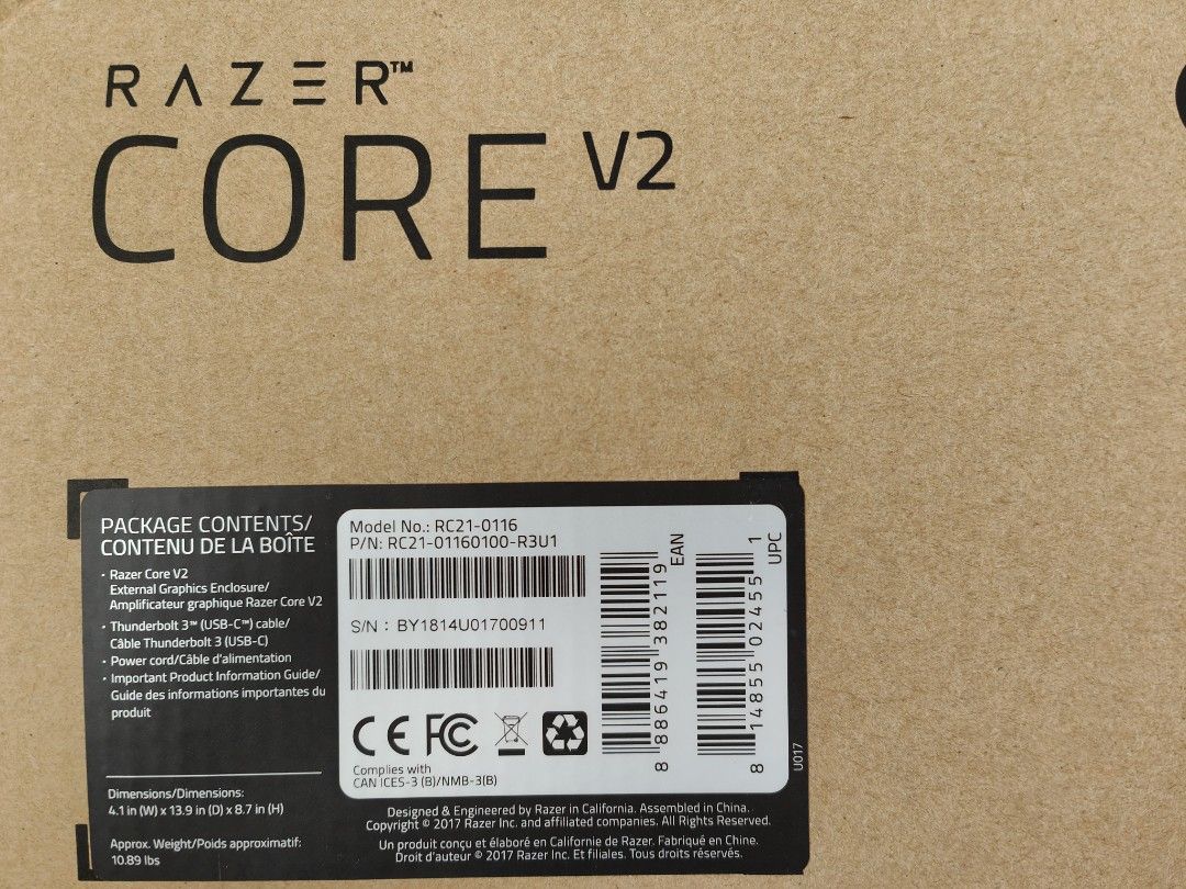 Razer Core V2 Thunderbolt 3 External GPU, Computers & Tech, Parts ...
