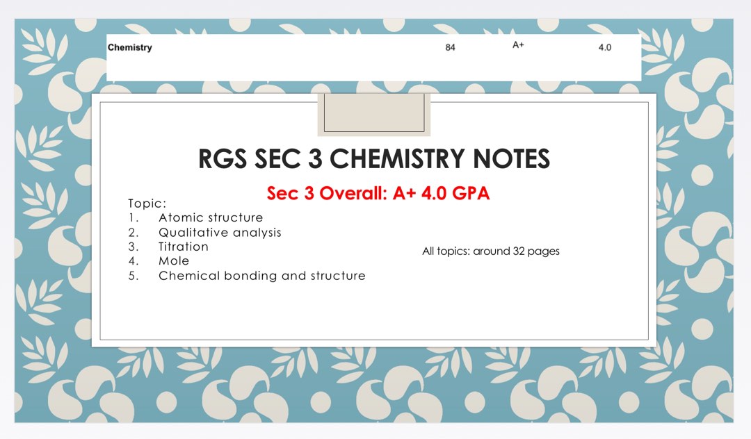 RGS Sec 3 Chemistry Notes IP/O levels A+, Hobbies & Toys, Books ...