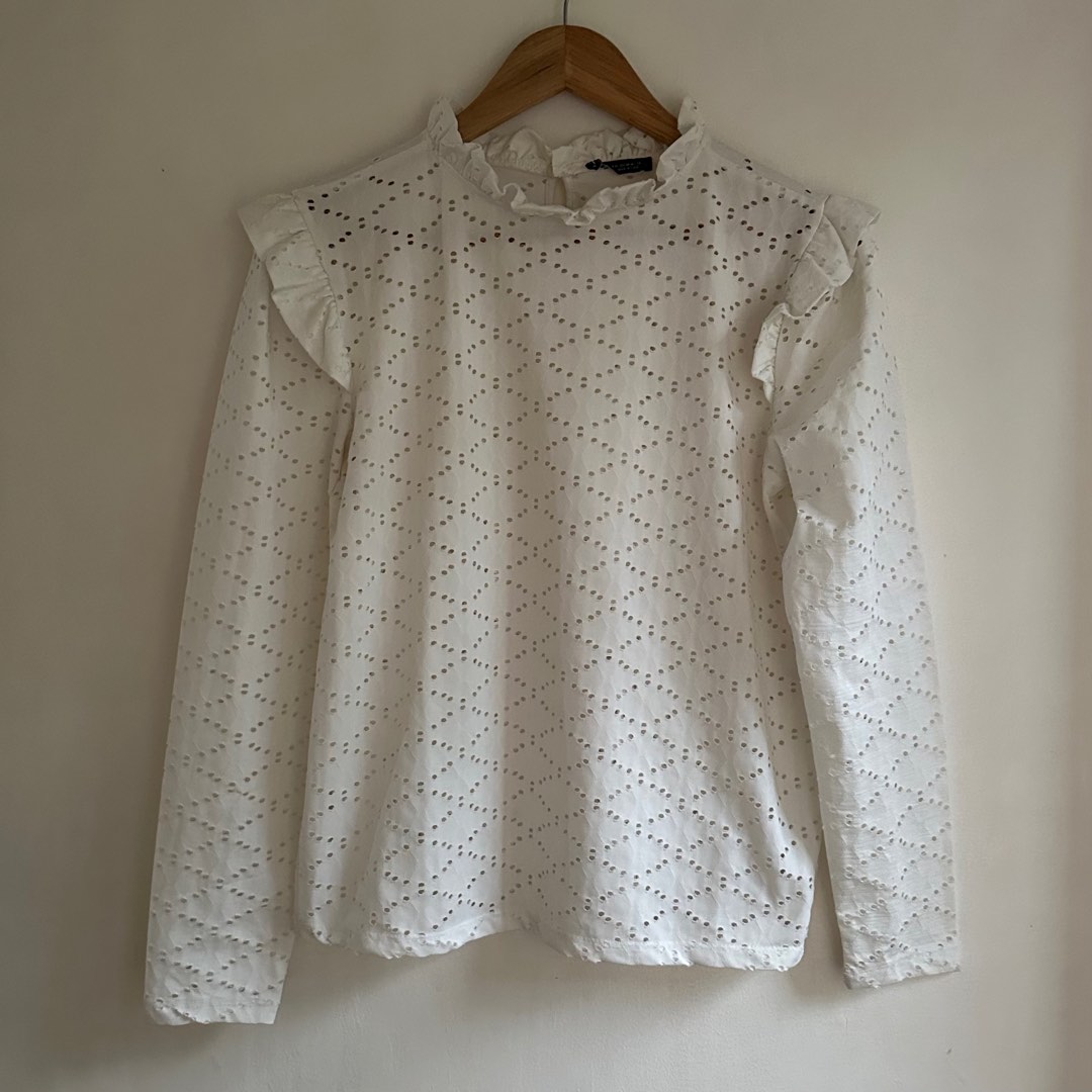 SALE‼️ZARA frill long sleeve top, Women's Fashion, Tops, Longsleeves on ...