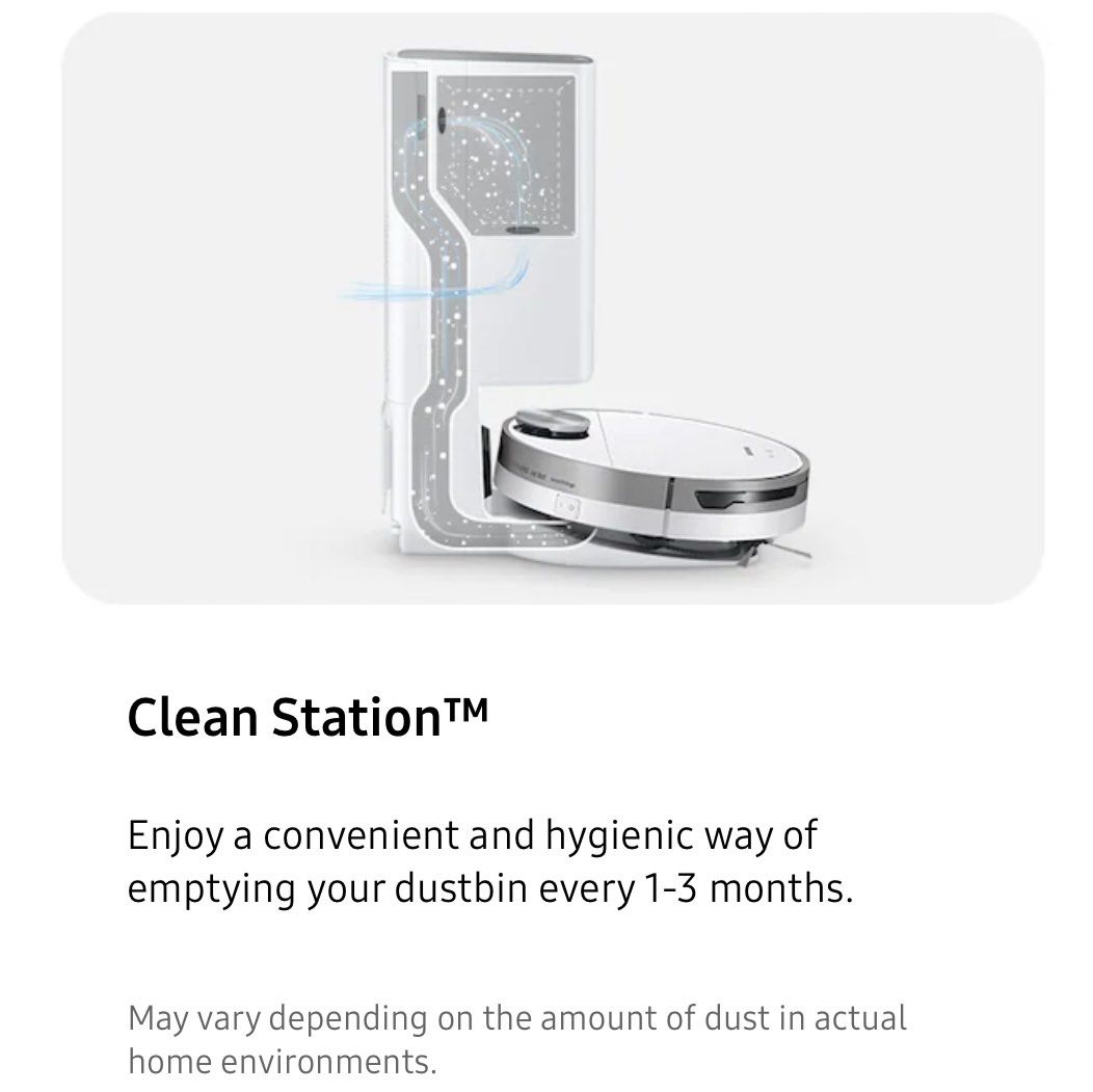 Samsung Bespoke Jet Bot+ Robot Vacuum 60W with Clean Station (Misty ...