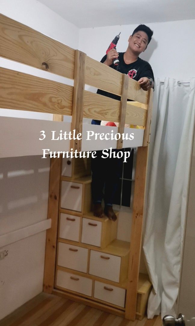 Single size Loft bed with step drawers, Furniture & Home Living, Furniture, Other Home Furniture ...