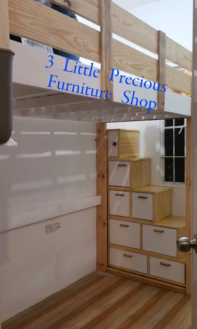 Single size Loft bed with step drawers, Furniture & Home Living ...