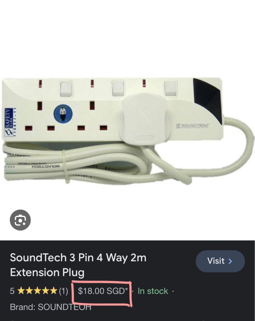 SOUNDTEOH 3-Way Electrical Extension Socket Cable Plug Powerpoint ...