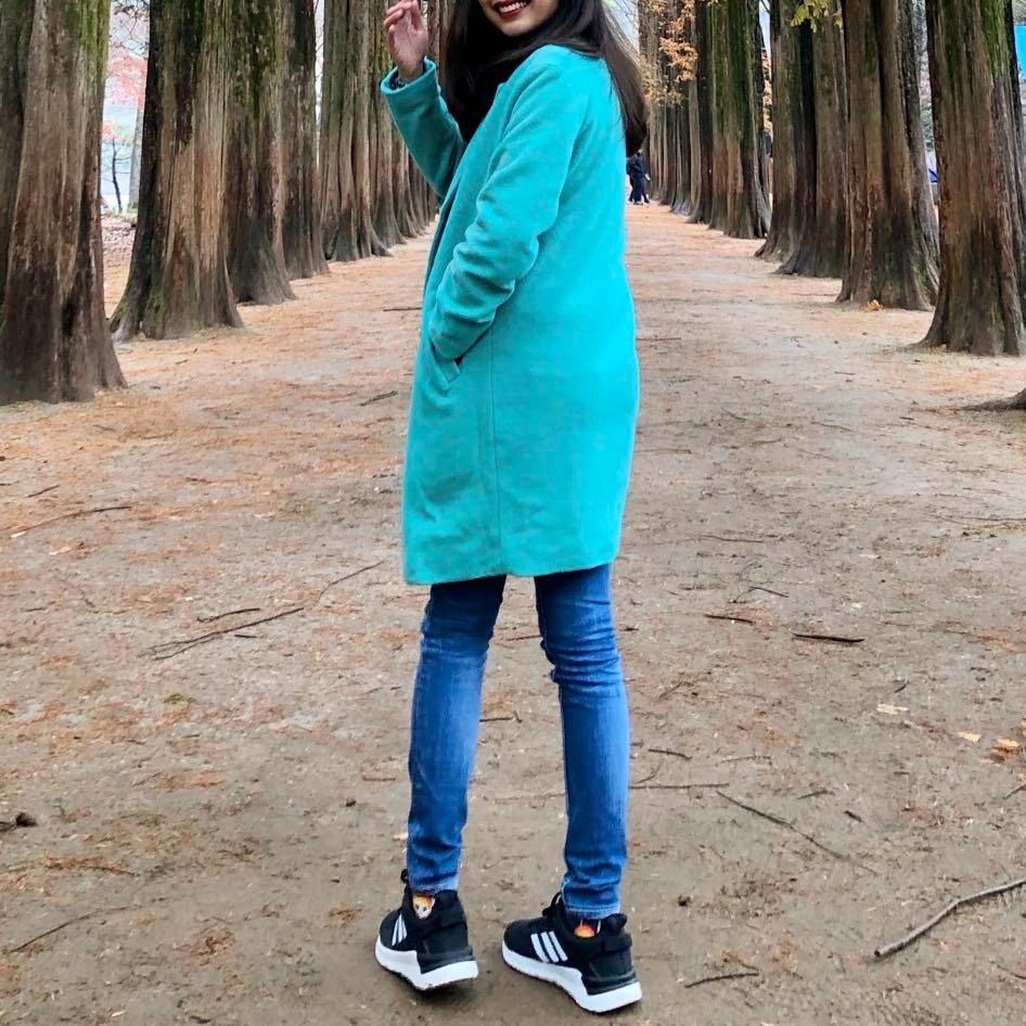Teal Wool Coat, Women's Fashion, Coats, Jackets and Outerwear on Carousell