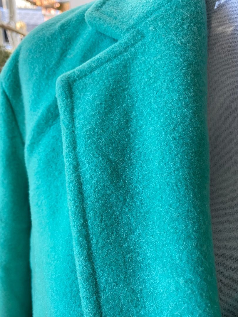 Teal Wool Coat, Women's Fashion, Coats, Jackets and Outerwear on Carousell