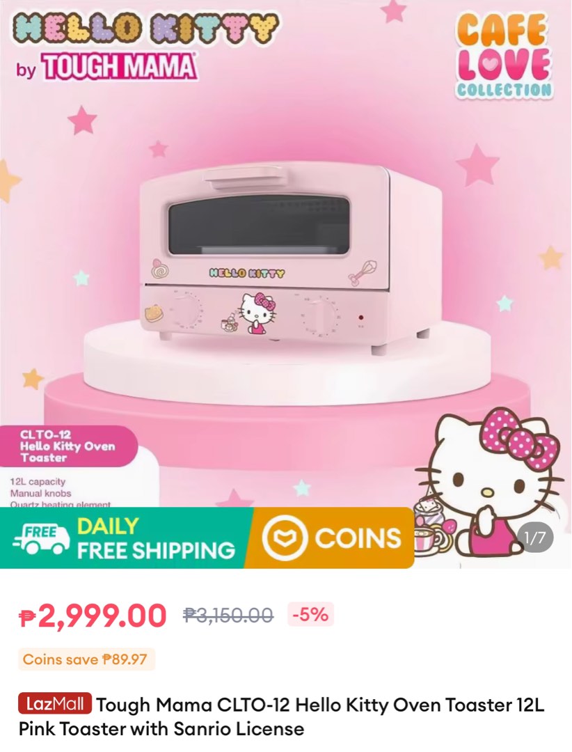 Tough Mama Hello Kitty Oven Toaster 12L, TV & Home Appliances, Kitchen ...