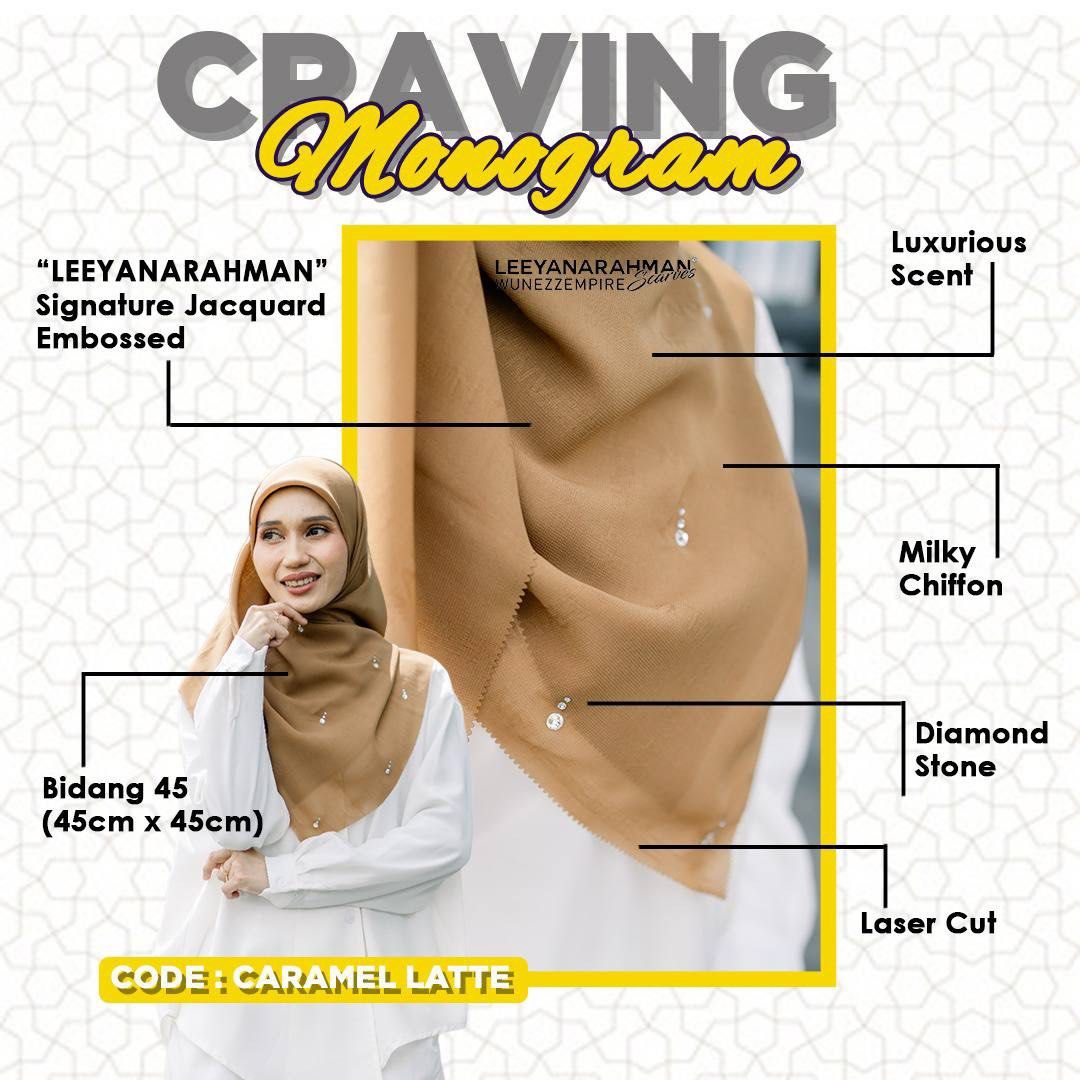 Tudung LeeyanaRahman New Monogram, Women's Fashion, Muslimah Fashion ...