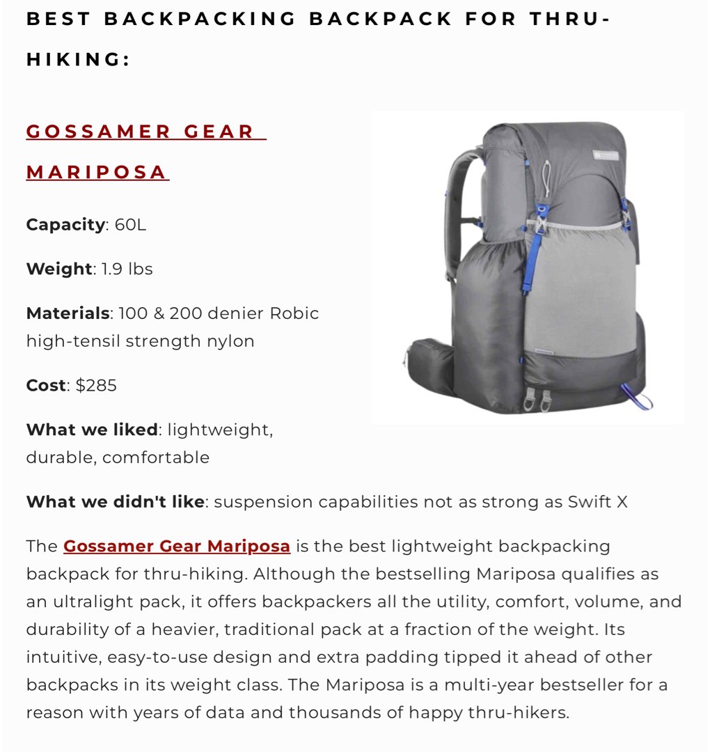 Ultralight Gossamer Mariposa, Men's Fashion, Bags, Backpacks on Carousell