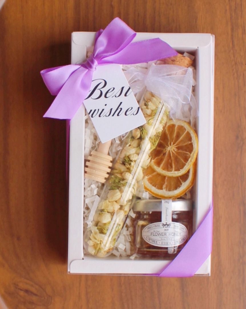 Unique Wedding door gift in present box consists of honey, jasmine ...